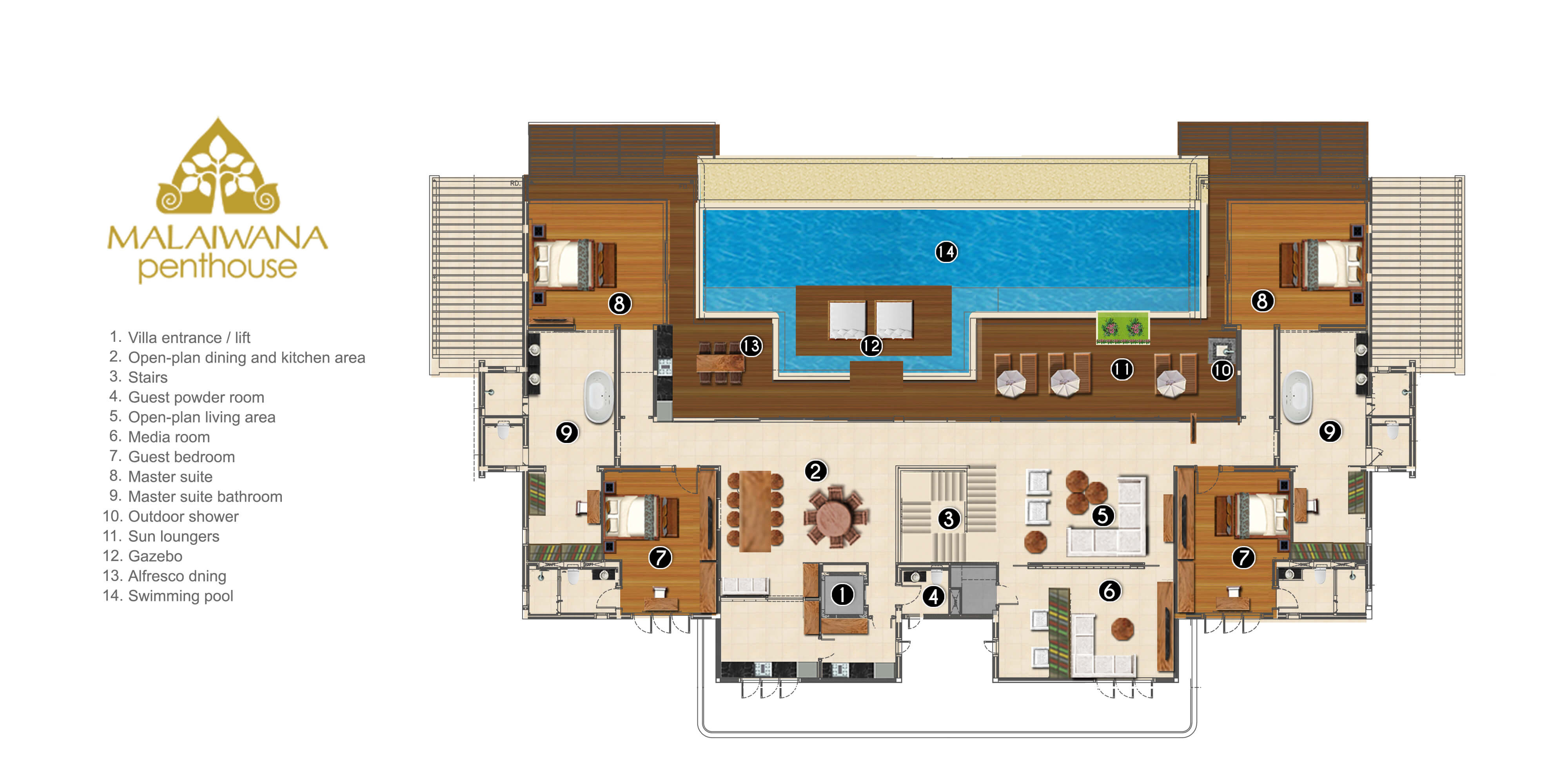 Malaiwana Residences - Penthouse Floorplan - Elite Havens